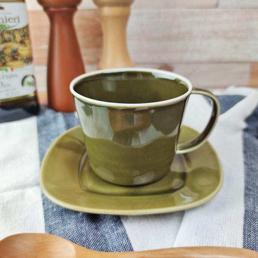 プレーリー カップ＆ソーサーセット L 260cc オリーブ 緑 グリーン cup saucer set マグカップ マグ スープカップ ...