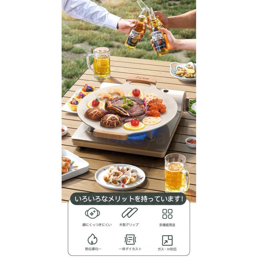 ラウンドグリドルパン 丸型 30cm 34cm 36cm 38cm 直火/ガス/IH対応 軽量アルミ合金 グリルパン グリルプレート マルチ フライパン アウトドア ...