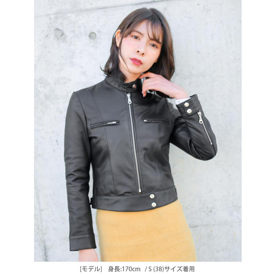 レザージャケット ライダース シングルライダース レディース 革ジャン 本革 ラムレザー L517 : 神戸パティーナ - 通販 - Yahoo!ショッピング