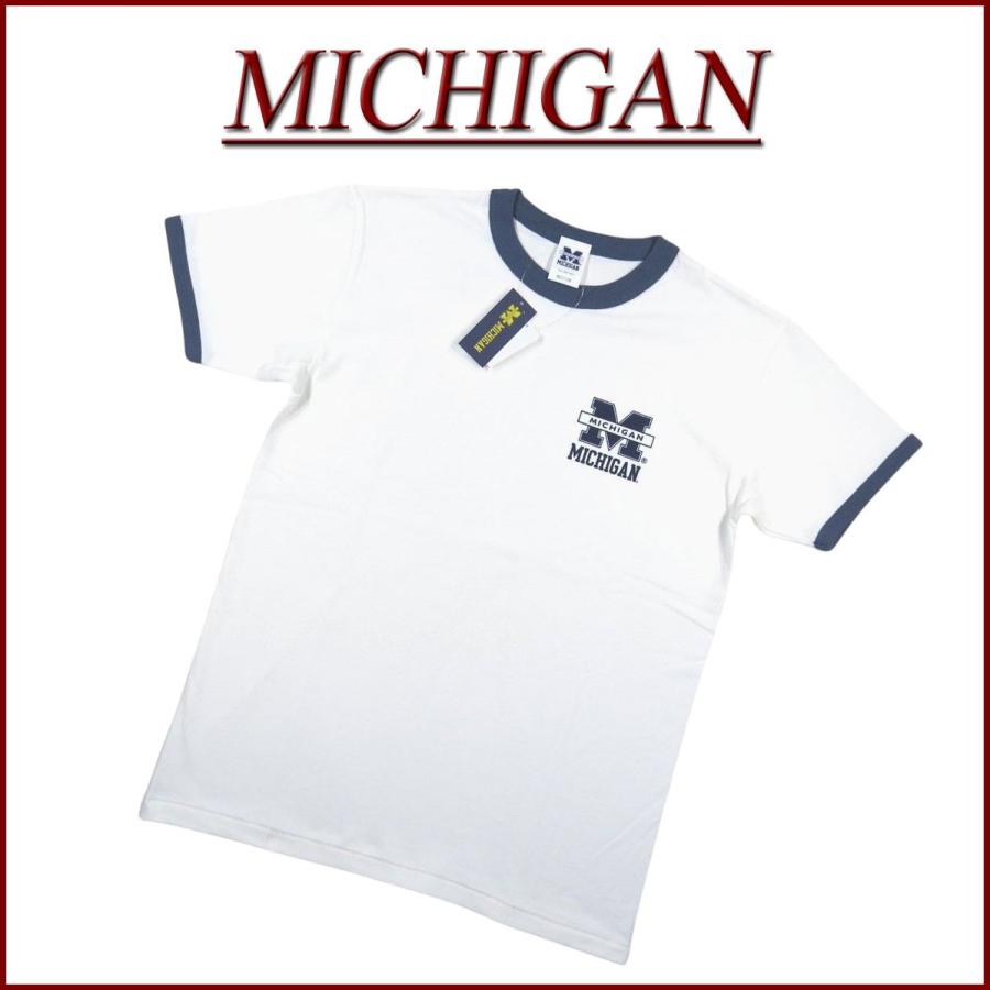 MICHIGAN ミシガン大学 カレッジプリント 半袖 リンガーTシャツ MCGN