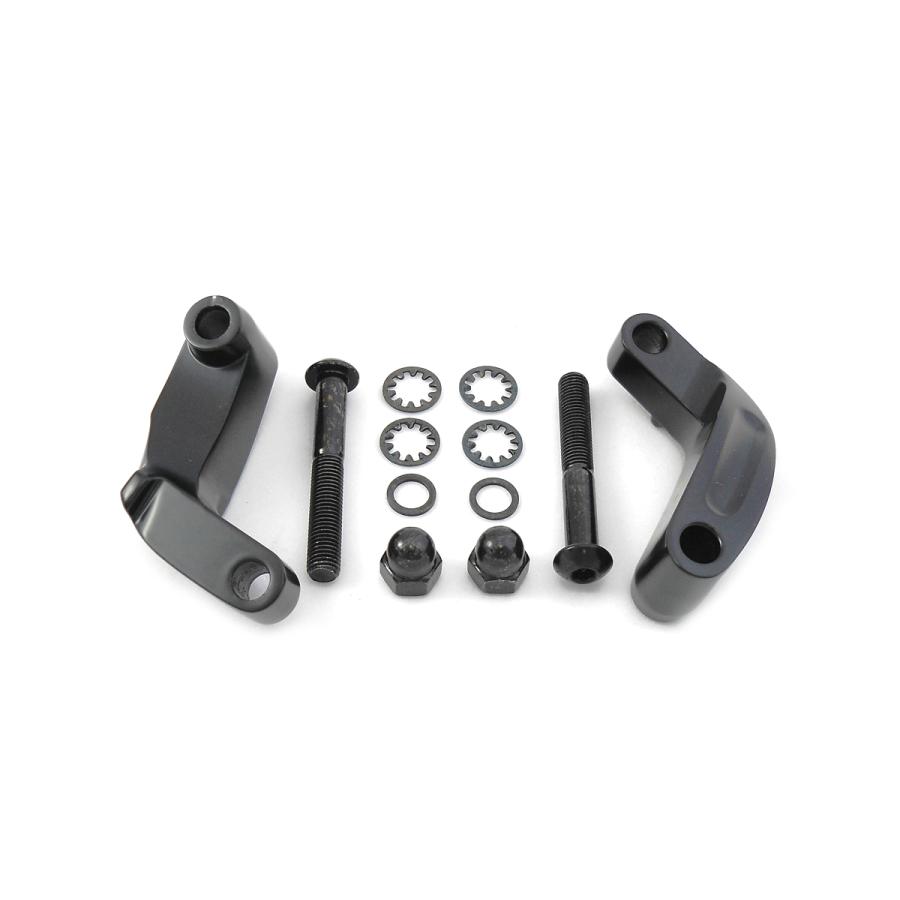 ミラー 延長 視認性 向上 キット スムース ブラック サテン 左右両用 Black Smooth Mirror Relocation Kit FITS FXD FXST FLST ...