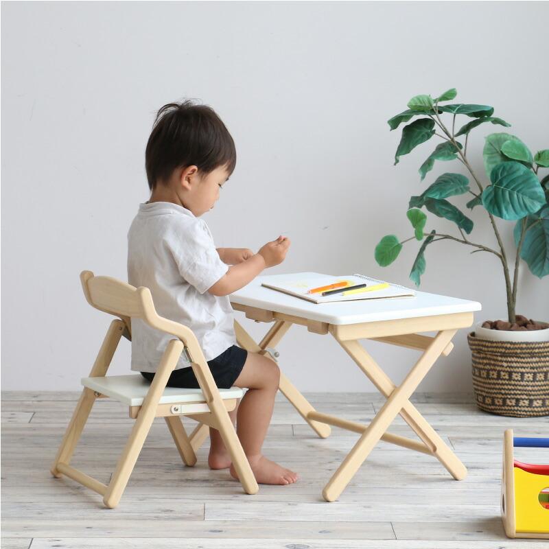 ICHIBA キッズ デスク＆チェアセット ILS-3675 市場 簡単組立 天然木 木製 かわいい 安全 キッズアイテム 丸いフォルム ICHIBA（289-06542） : 熟睡工房 ...