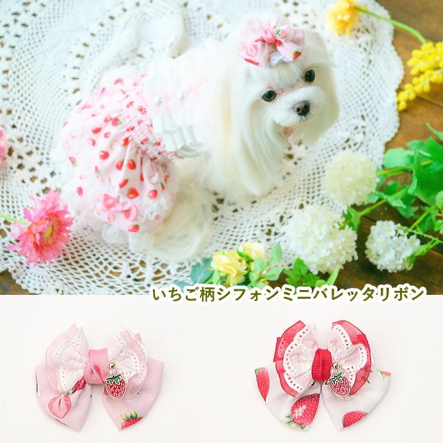 CanNana リボン 犬 アクセ きゃんナナいちご柄シフォンミニバレッタリボン レッド ホワイト ヘアリボン 髪飾り ピンク : じゃんぐるぺっと - 通販 - Yahoo!ショッピング