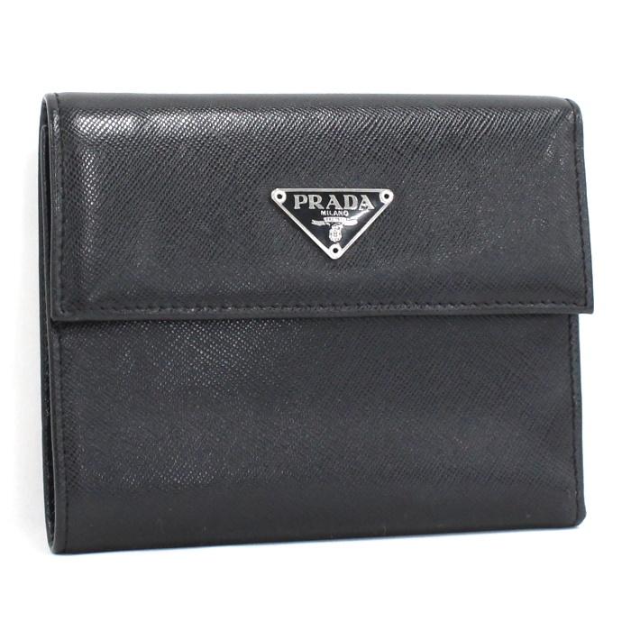 【中古】プラダ 三つ折り財布 レザー ブラック 1M0170 : 2000234258700025 : ジャングルジャングル - 通販 - Yahoo!ショッピング