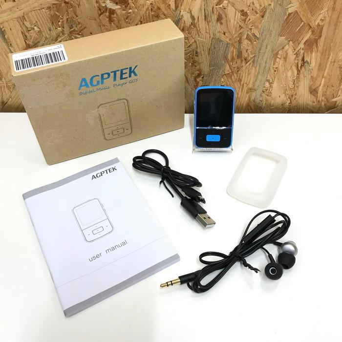 【中古】AGPTEK Badge Sport ポータブル MP3プレイヤー 内蔵8GB MicroSD 録音 ブルー G05 FMラジオ ...