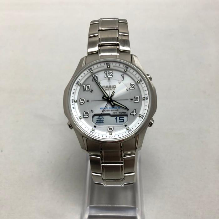 CASIO 【中古】CASIO LINEAGE リニエージ メンズ アナデジ 電波ソーラー LCW-M100 シルバー [jgg ...