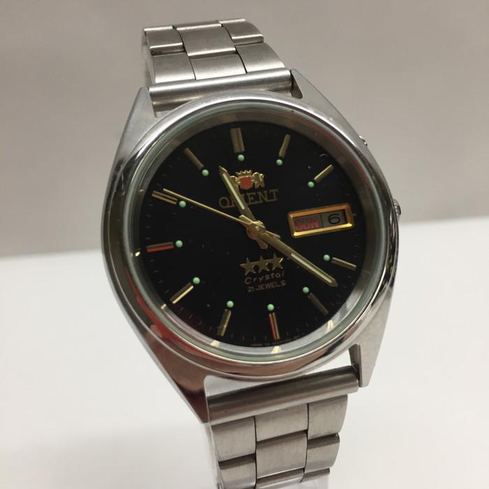 ORIENT STAR 【中古】ORIENT クリスタル スリースター メンズ 自動巻き 469WA3-81 SS ブラック文字盤 [jgg ...