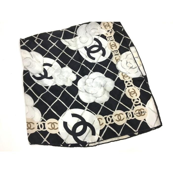 CHANEL 【中古】シャネル スカーフ カメリア シルク100 CHANEL 【中古】シャネル スカーフ カメリア シルク100