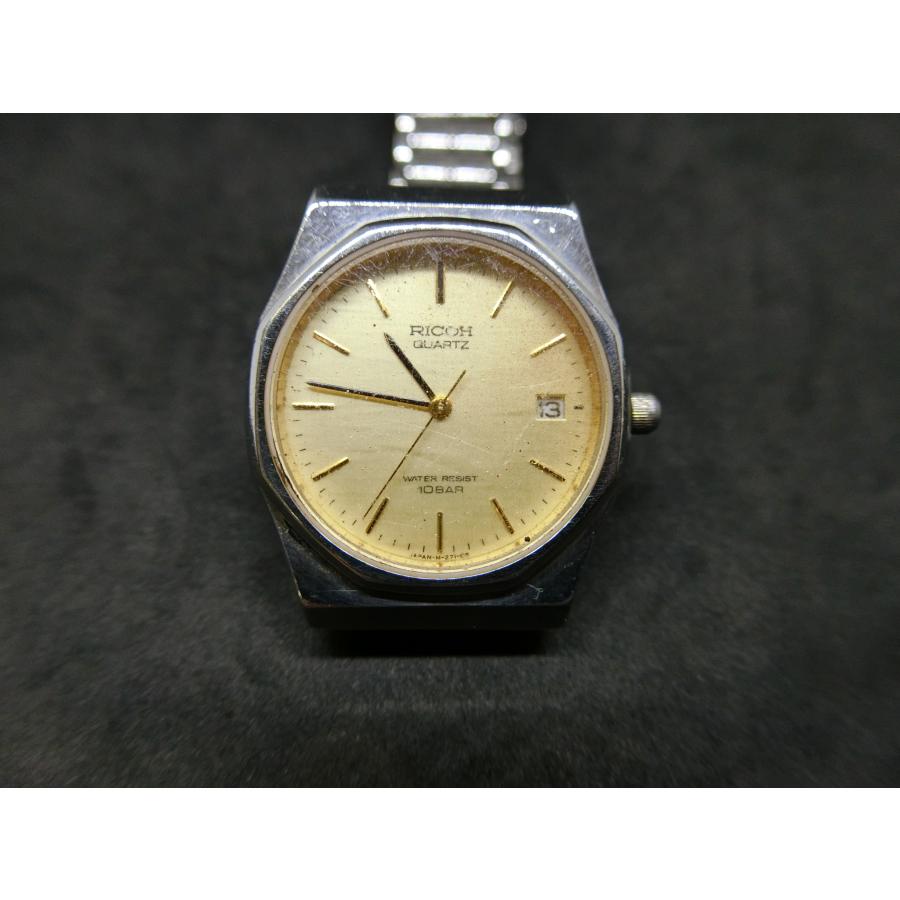 リコー ヴィンテージ メンズ RICOH オクタゴンベゼル 八角形 ゴールドダイヤル クォーツ 品番: 271004 ジャンク 管理No ...