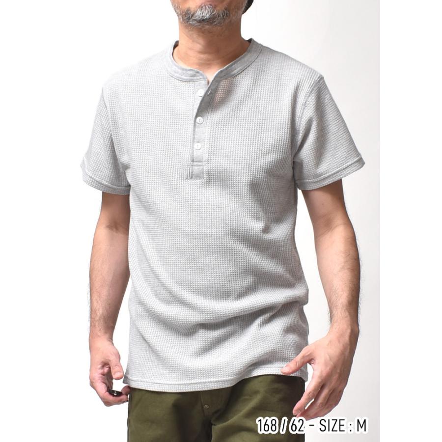 ヘンリーネック Tシャツ メンズ 無地 サーマル ワッフル 夏 ヘンリーネック Tシャツ メンズ 無地 サーマル ワッフル 夏