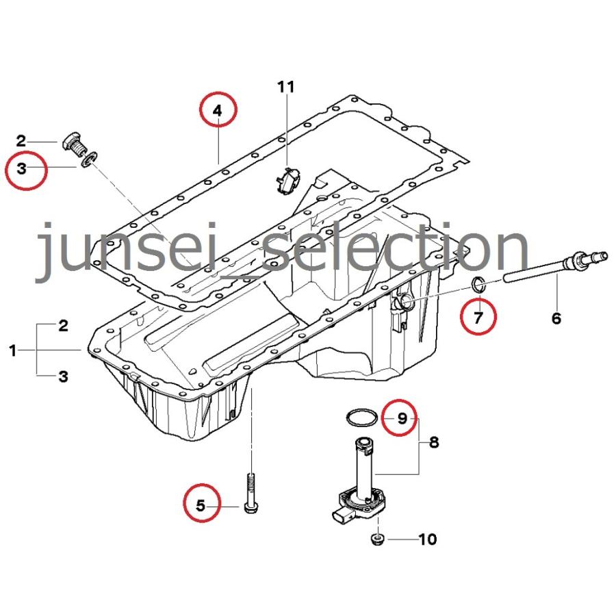 BMW 純正 E87 E82 E90 E91 E92 E93 E60 E61 E63 E84 E83 E85 E86 E89 E70 E71 オイルパンガスケット パッキン + 専用ボルト ...