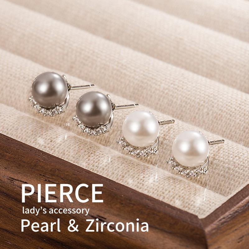 ピアス スタッド パール 真珠 ジルコニア グレー 白 レディース 女性 オケージョン 小さい 小さめ シンプル 上品 おしゃれ : 髪飾り&アクセサリー Juns Store - 通販 ...