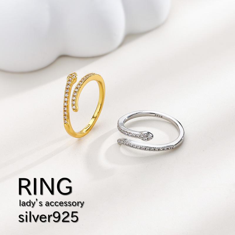 リング 指輪 スネーク フリーサイズ ジルコニア シルバー925 金属アレルギー 細い 細身 : 髪飾り&アクセサリー Juns Store - 通販 - Yahoo!ショッピング