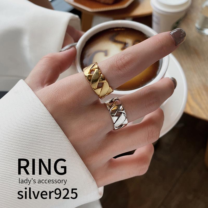 リング 指輪 編み込み フリーサイズ シルバー925 銀 ゴールド 金属アレルギー対応 アクセサリー レディース ジュエリー ごつめ 太め 重ね付け おしゃれ : 髪飾り&アクセサリー ...