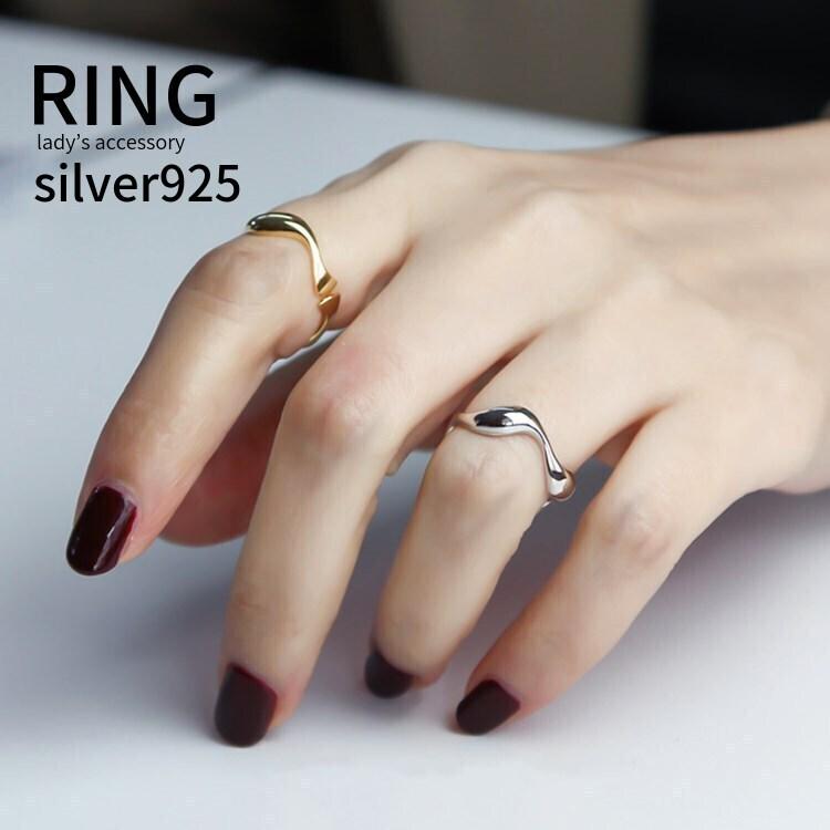 リング 指輪 波型 フリーサイズ シルバー925 銀 ゴールド 金属アレルギー対応 アクセサリー レディース ジュエリー 重ね付け シンプル 華奢 : 髪飾り&アクセサリー Juns ...