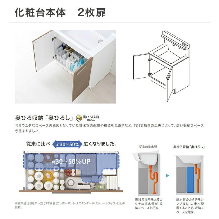 TOTO 洗面化粧台 オクターブ 750幅 2段扉 三面鏡 タッチレスワイドLED照明 エコミラー LDSFB075BAGDN1 LMFB075A3GLC1G :oct12-750:じゅうせつ ...