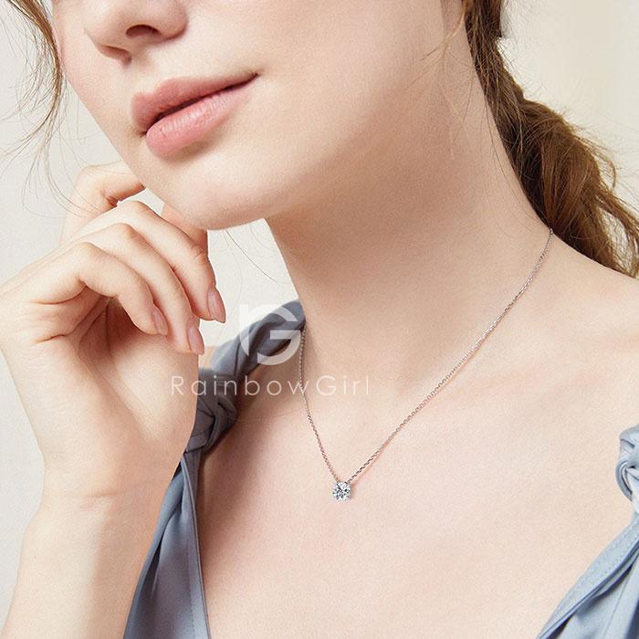 RainbowGirl（アクセサリー） ネックレス レディース 1.0ct 一粒 CZダイヤ 1カラット シンプル 彼女 嫁 母 女性 誕生日プレゼント 20代30代40代50代 ホワイトデー ...
