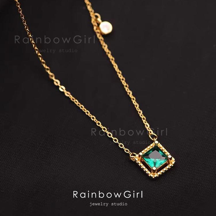 ネックレス レディース エメラルドカラー 一粒 小ぶり 四角 スクエア シンプル 重ね付け シルバー925 K14GP 女性 誕生日プレゼント 人気 ホワイトデーお返し : EsLimes ...