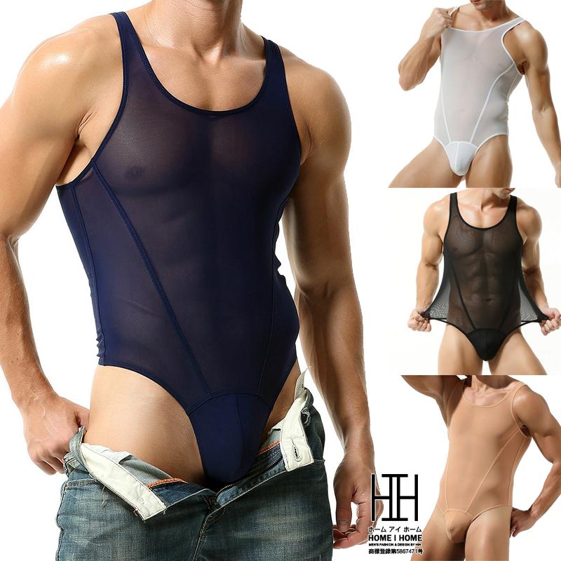 ホームアイホーム シースルー ボディスーツ インナー 下着 メンズ ハイカットレッグ 上下一体 レスリングウェア メッシュ メンズ下着 Tバック仕様 ジャンプスーツ : JustMode ...