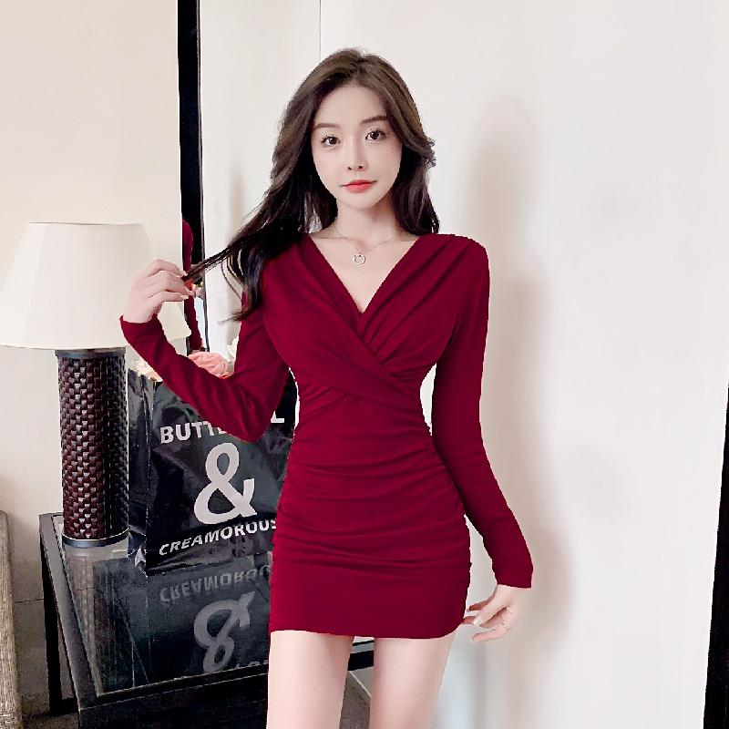 ホームアイホーム ワンピース レディース 長袖 秋 春 冬 Vネック キレイめ 胸元 タイトワンピース ミニ丈 ミニワンピ セクシーワンピース : JustMode - 通販 - Yahoo ...
