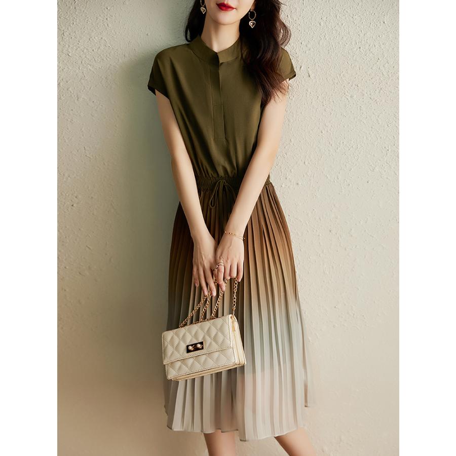 半袖 ワンピース ロング丈 大きいサイズ シフォン グラデーションプリーツ レディースファッション エレガント 夏 :lyq680986310407:JustMode - 通販 - Yahoo ...