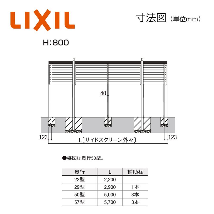 LIXIL カーポートSC ミニ用 サイドスクリーン L22用 H800 ロング柱(H28) カーポート : ジャストネット Yahoo!店 - 通販 - Yahoo!ショッピング