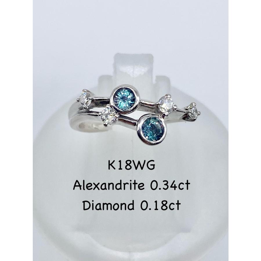 アレキサンドライト 計0.34ct / ダイヤモンド 計0.18ct K18WG リング 【CHR01822】 : SecretBase河原 ...