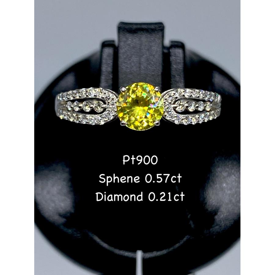 スフェーン0.57ct / ダイヤモンド 計0.21ct Pt900 リング 【リフレッシュメント(新品仕上げ・補修・洗浄等済)】【CHR01907】 : SecretBase河原宝飾 ...