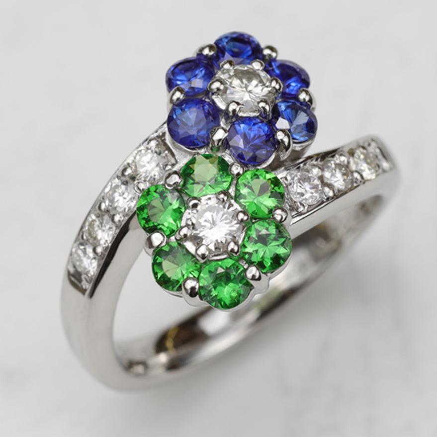 Pt900サファイヤ0.60ct/グリーンガーネット0.45ct/ダイヤモンド0.45ctリング 鑑別書付 全国送料無料 sapphire green garnet : ジュエリー小林 ...