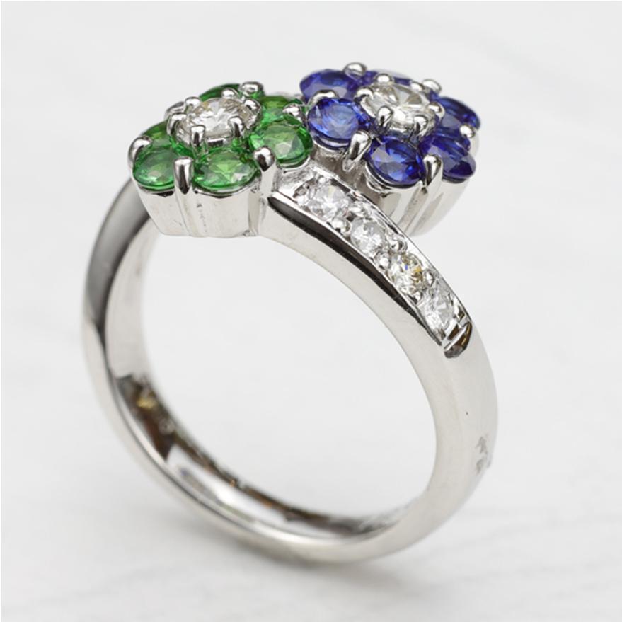 Pt900サファイヤ0.60ct/グリーンガーネット0.45ct/ダイヤモンド0.45ctリング 鑑別書付 全国送料無料 sapphire green garnet : ジュエリー小林 ...