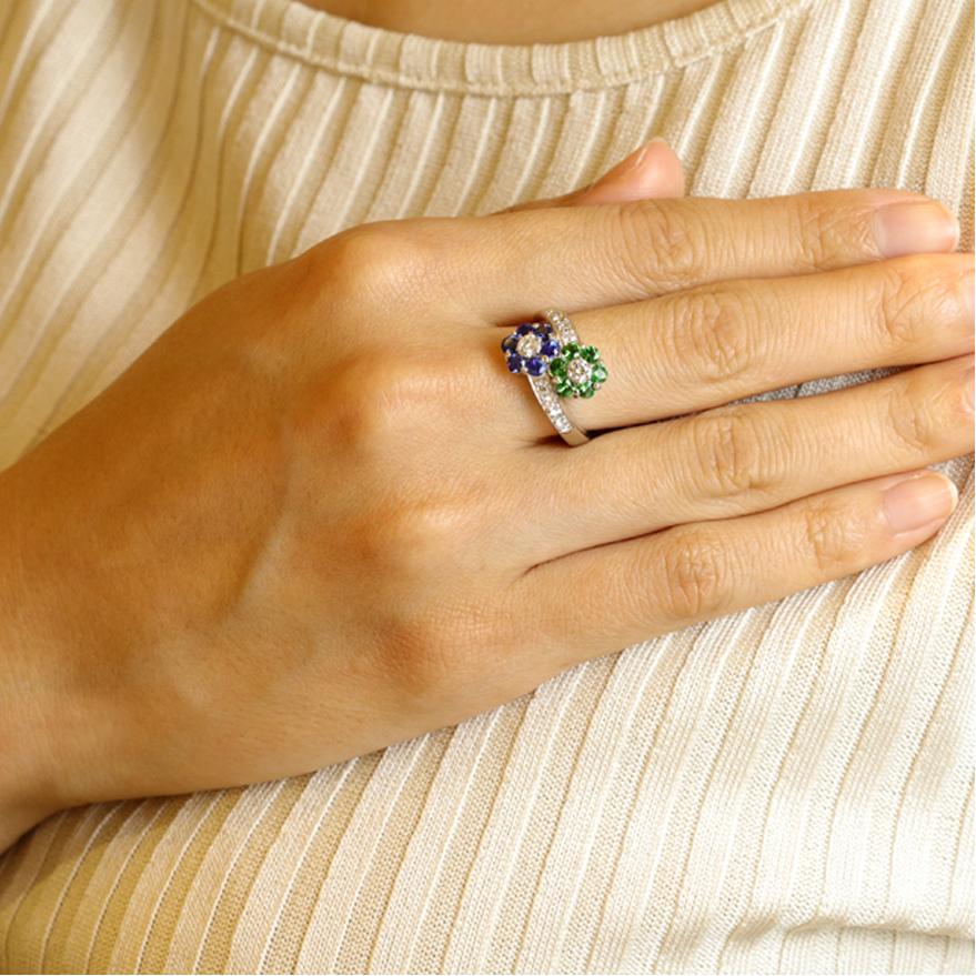 Pt900サファイヤ0.60ct/グリーンガーネット0.45ct/ダイヤモンド0.45ctリング 鑑別書付 全国送料無料 sapphire green garnet : ジュエリー小林 ...