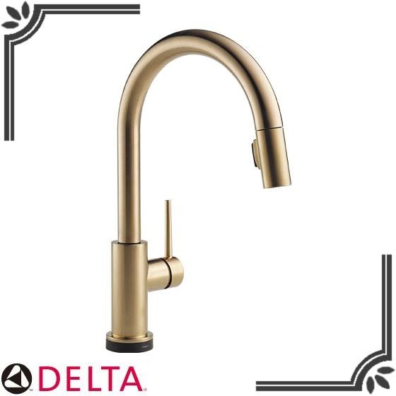 DELTA 9159T-CZ-DST Trinsic Touch ワンホール タッチタイプ シャワー引出し式シングルレバー混合栓 シャンパン ...