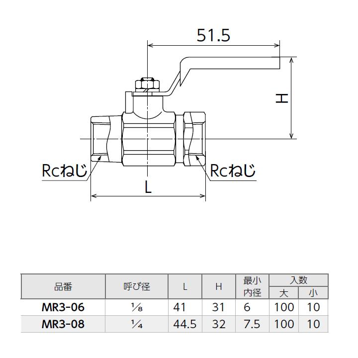 【MR3-06】オンダ製作所 MR型(ミニチュア)ボールバルブ MR3型 Rcねじ×Rcねじ 呼び径1/8 L41 H31 大ロット(100台) ONDA : 住宅設備機器の小松屋 Yahoo ...