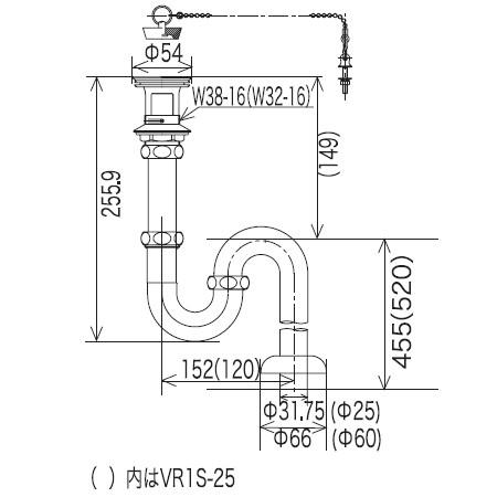KVK 排水金具付Sトラップ32用 【品番：VR1S】 :15002093:住設プロ Yahoo!店 - 通販 - Yahoo!ショッピング