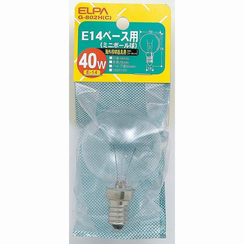 朝日電器 朝日電器（ELPA） ミニボール球 40W E14 クリア 【品番：G-802H（C）】 : 住設プロ Yahoo!店 - 通販 - Yahoo!ショッピング