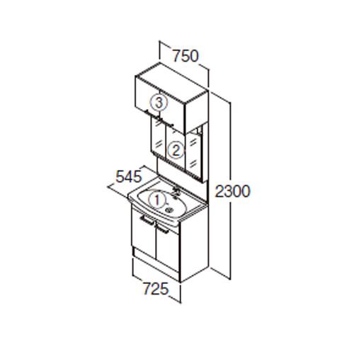 TOTO LDSAS075BAGKG1+LMAS075A3GDC1G+LWAS075ANA1 洗面化粧台セット Aシリーズ[間口750mm][2枚扉] : 住設ドットコム ヤフー店 - 通販 ...