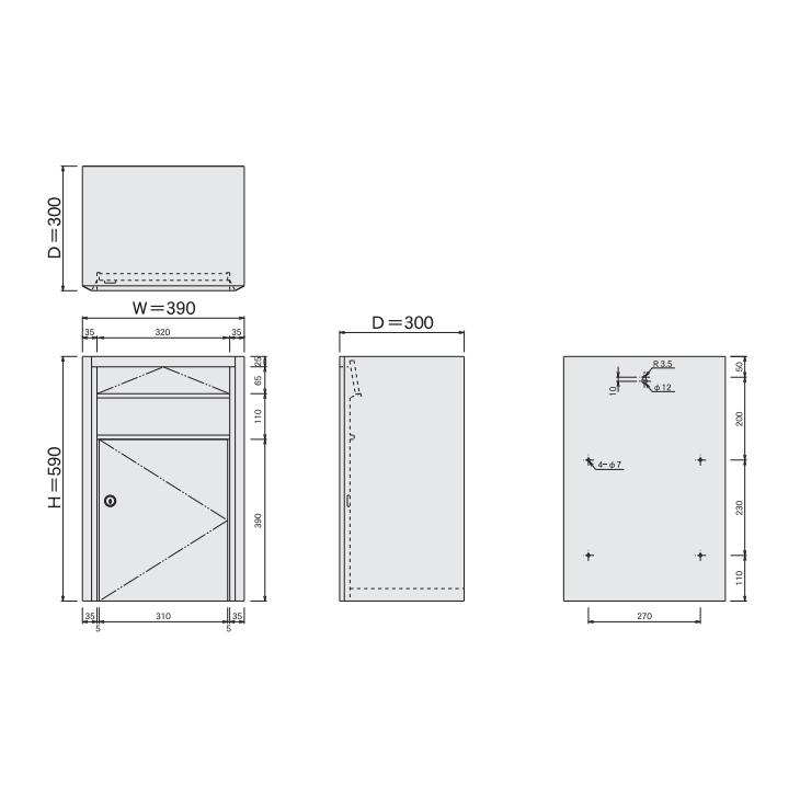 ハッピー金属工業 ステンレスポスト ファミール 687-C ディンプル錠 壁面取り付け・専用スタンド取り付けタイプ : 住建本舗 - 通販 ...