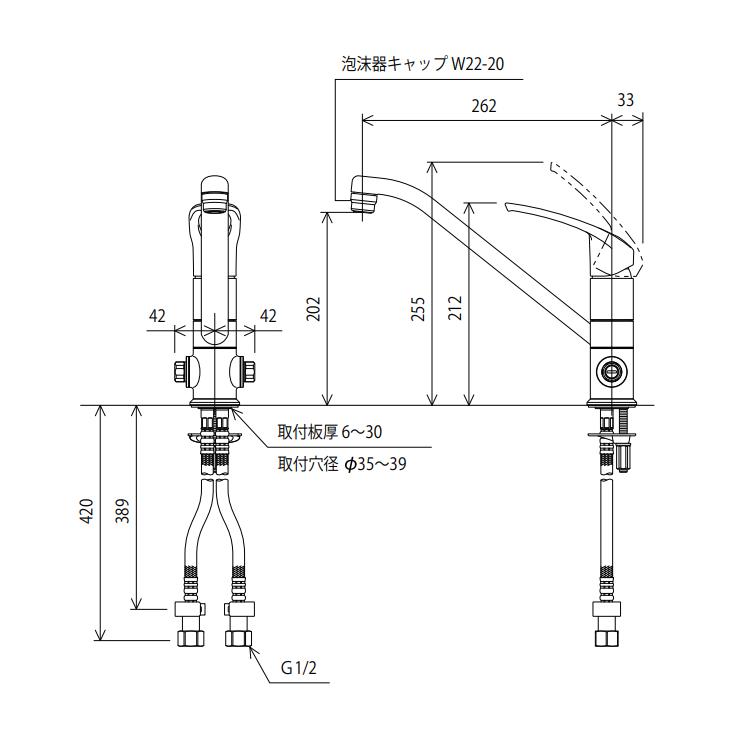 KVK シングル混合栓 止水栓付 一般地仕様 KM5151T : 住建本舗 - 通販 - Yahoo!ショッピング