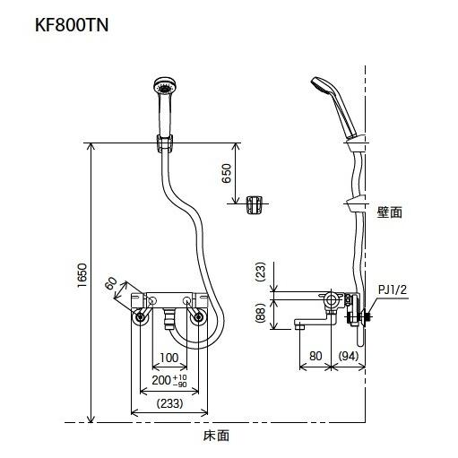 KVK KF800WTN KVK サーモスタット式シャワー 80mmパイプ付 寒冷地用 : 住設堂.com - 通販 - Yahoo!ショッピング