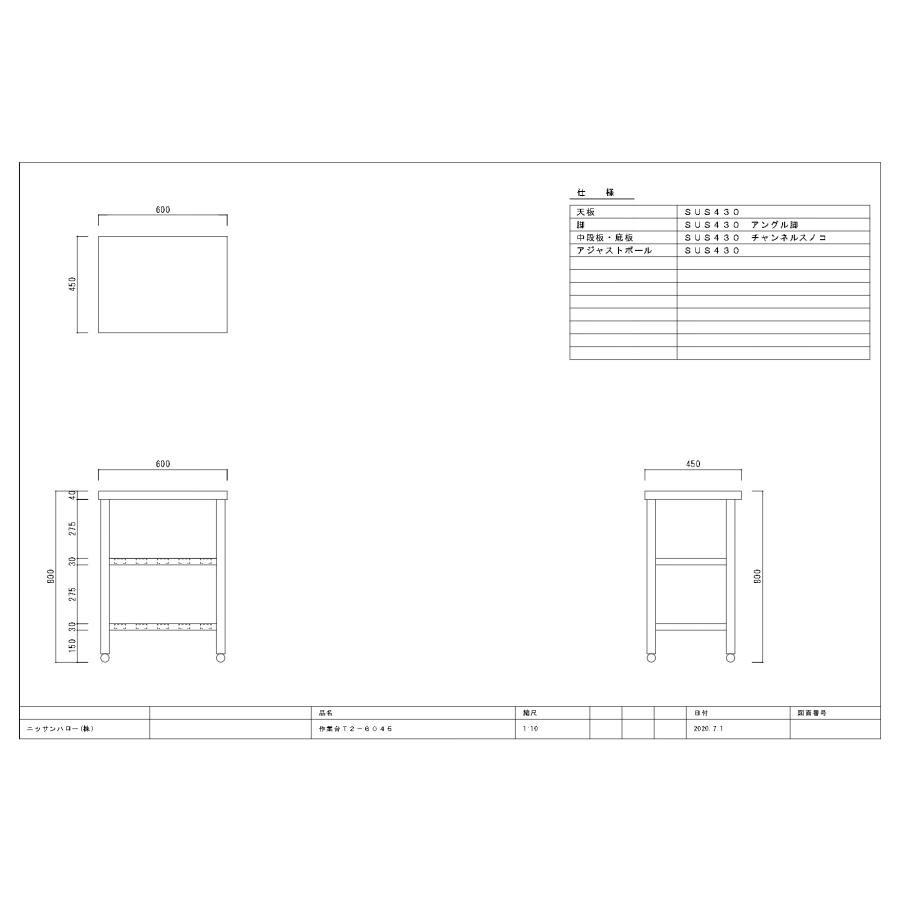 T2-6045 ニッサンハロー ステンレス製作業台 二段スノコ付き : 住設堂.com - 通販 - Yahoo!ショッピング
