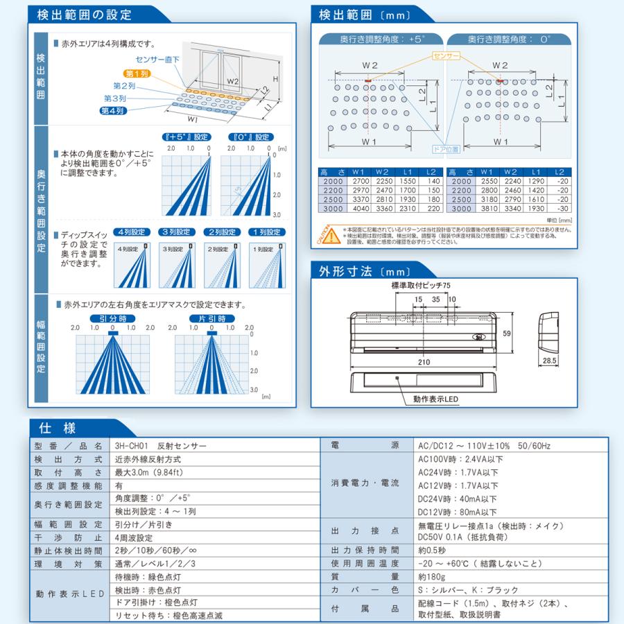 自動ドア 3H-CH01 無目付センサー HOTRON ホトロン センサー : 鍵倶楽部 - 通販 - Yahoo!ショッピング