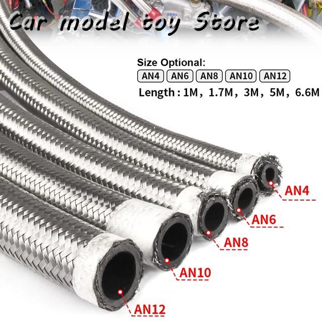 【並行輸入品】 1 M 燃料ホース オイル ガス クーラー ホース ライン パイプ AN4 AN6 AN8 AN10 AN12 ナイロン ステンレス編組ホース チューブ CPE ゴムインナー ...