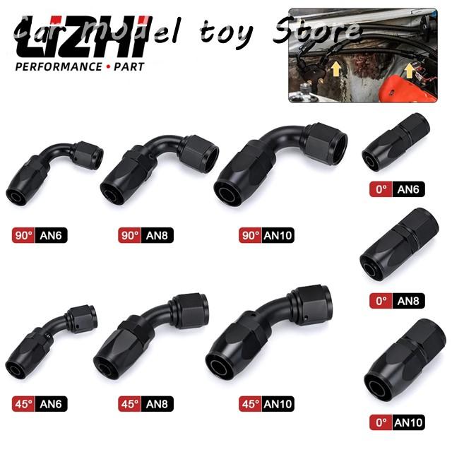 1個 黒 AN6 8 10 ストレート 45° 90° オイル燃料スイベルホースエンドフィッティング オイルホースエンドアダプターキット : ya22730 : Car model toy ...