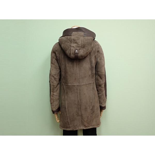 John de Risi 高級ムートンコート・42 イタリア製/レザーコート/フード付き/フライトジャケット風/@A1/100サイズ/23*9 ...