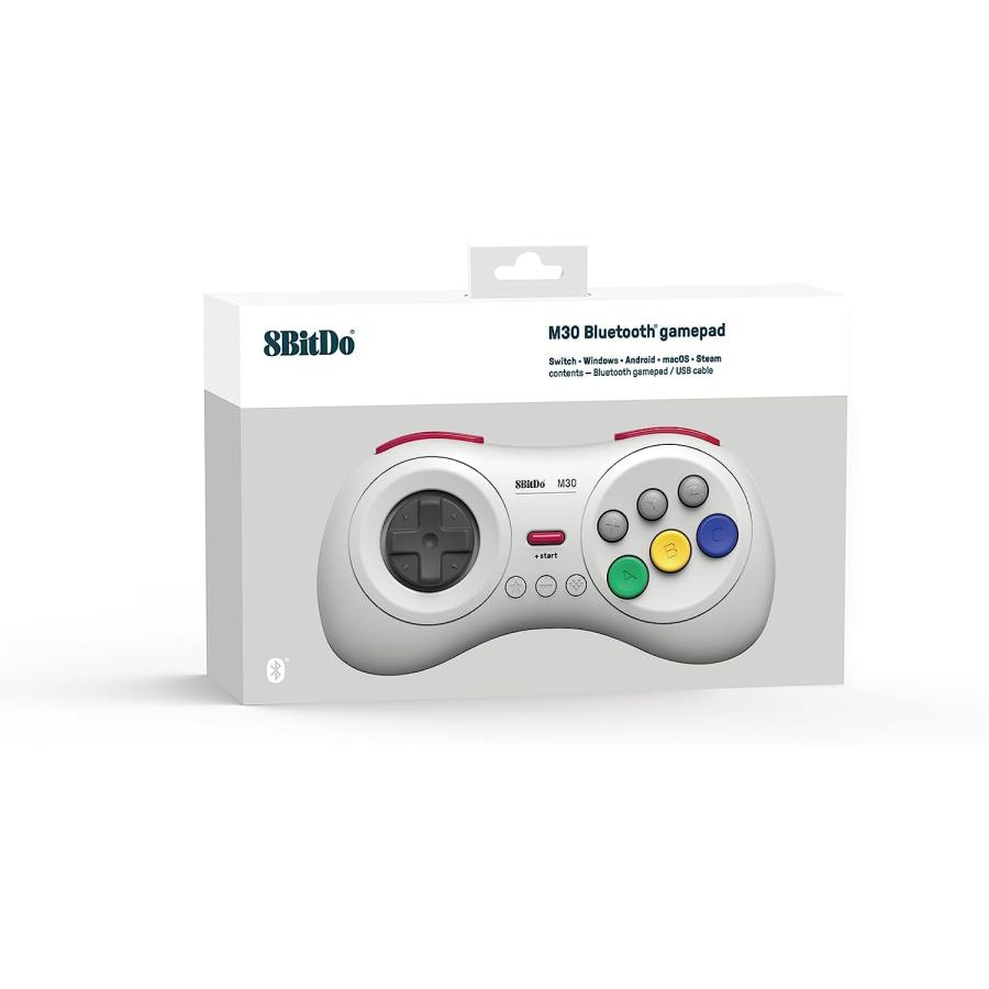 8Bitdo M30 Bluetooth ゲーミングコントローラー 6ボタン メガドライブ風ゲームパッド / Raspberry Pi/スイッチ/macOS ホワイト : k-havens ...