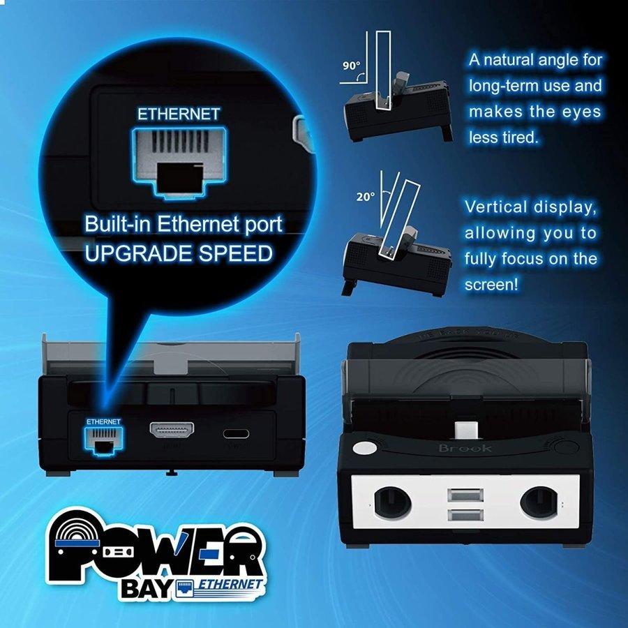 Brook Power Bay Ethernet Switch ドック スイッチ用 GCコントローラー対応 TVモード/テーブルモード切り替え ...