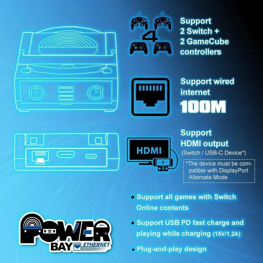 Brook Power Bay Ethernet Switch ドック スイッチ用 GCコントローラー対応 TVモード/テーブルモード切り替え ...