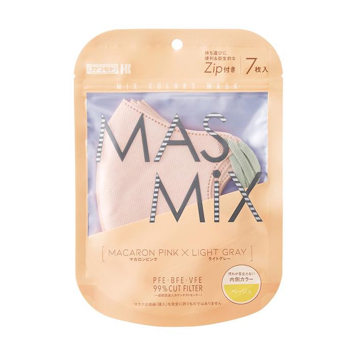 川本産業 カワモト【マスミックス（7枚入×4個セット）マカロンピンク×ライトグレー 】MASMIX バイカラー ツートーンマスク 花粉 黄砂 キレイマスク : HOTMART2号店 - 通販 ...