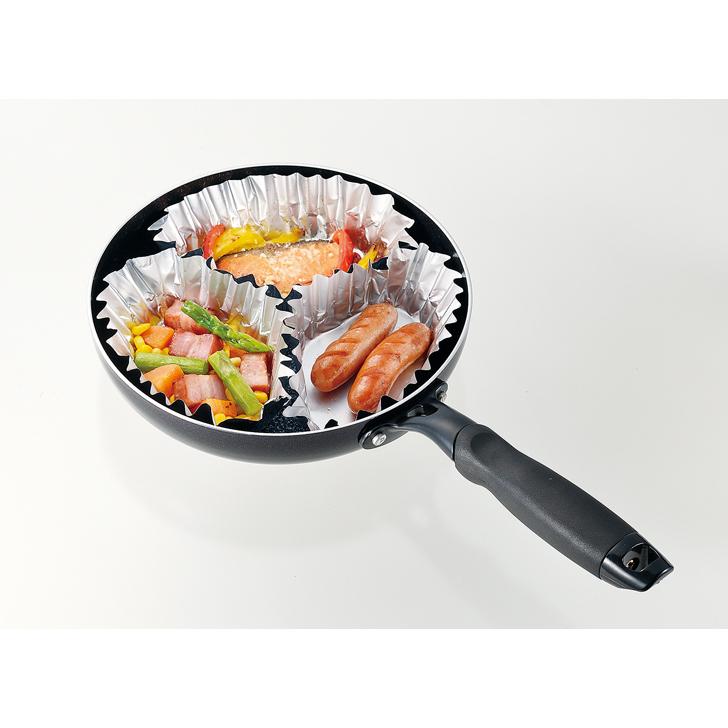 パール金属 アルミ箔 フライパンを汚さないクッキングシート20cm用3分割(20枚入) HB-5387 キッチン 調理器具 ヘルシー調理 時短 ...