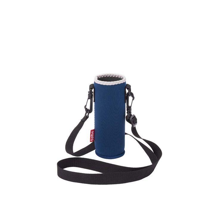 tone スタンディングボトルカバー ショルダー 500ml ネイビー TC-27 キッチン 水筒 持ち歩き 取っ手付き 自立 直径6.5cmまで 肩ひも 80cm から 150cm まで ...